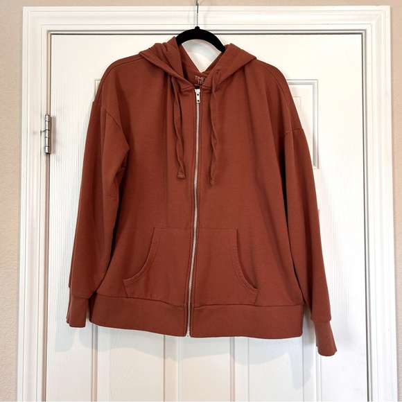 Time and Tru | Tops | Xl Orange Rust Zip Up Hoodie | Poshmark